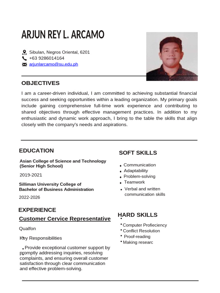 Resume Arjun Arcamo | PDF
