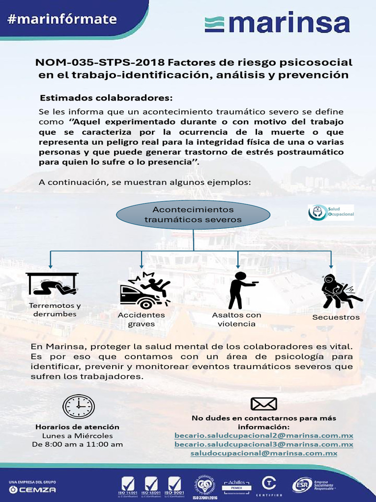 Comunicado - Acontecimiento Traumático Severo NOM 035 | PDF