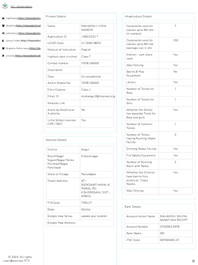 School Profile Details _ RTE | PDF