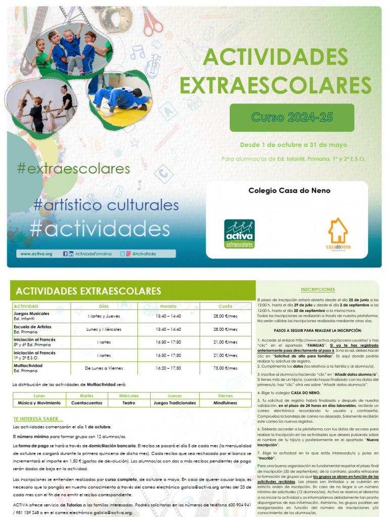 159047 Circular Extraescolares Curso 2024-25 | PDF