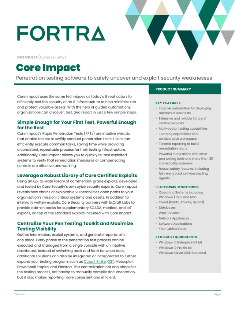 Core Impact: Advanced Pen Testing Tool | PDF | Penetration Test ...