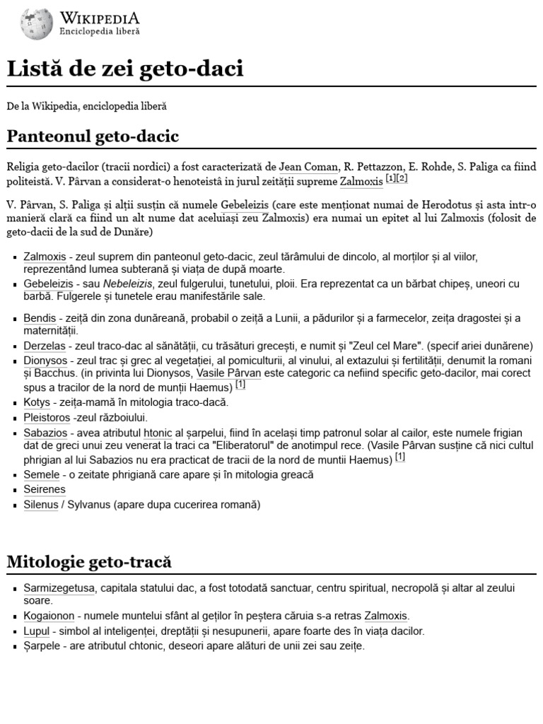 Listă de Zei Geto-Daci | PDF