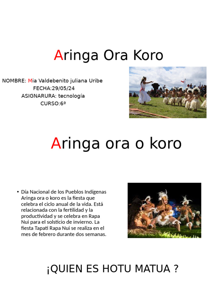 Aringa Ora Koro Mia y Yuliana | PDF