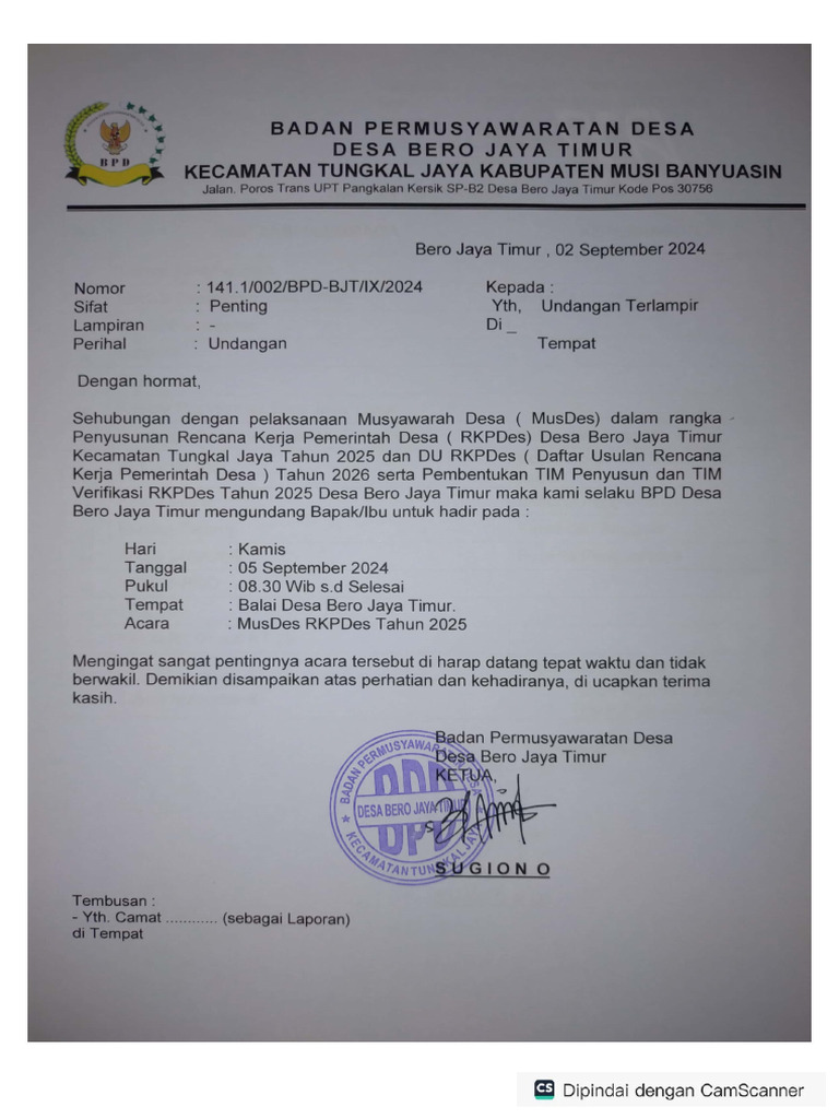 Undangan Musdes 2024 | PDF