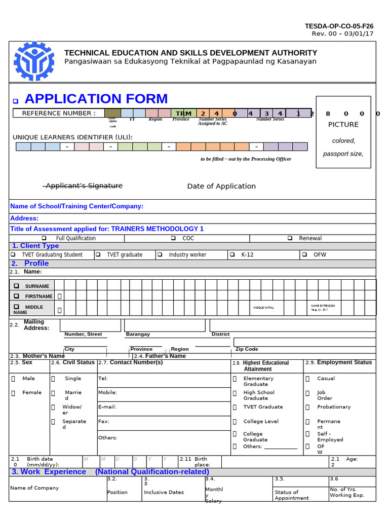 Application Form TM1 | PDF