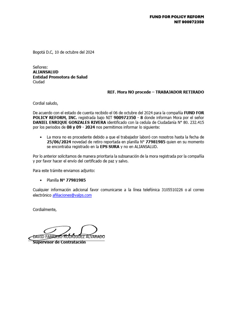 Carta Mora No Procede | PDF