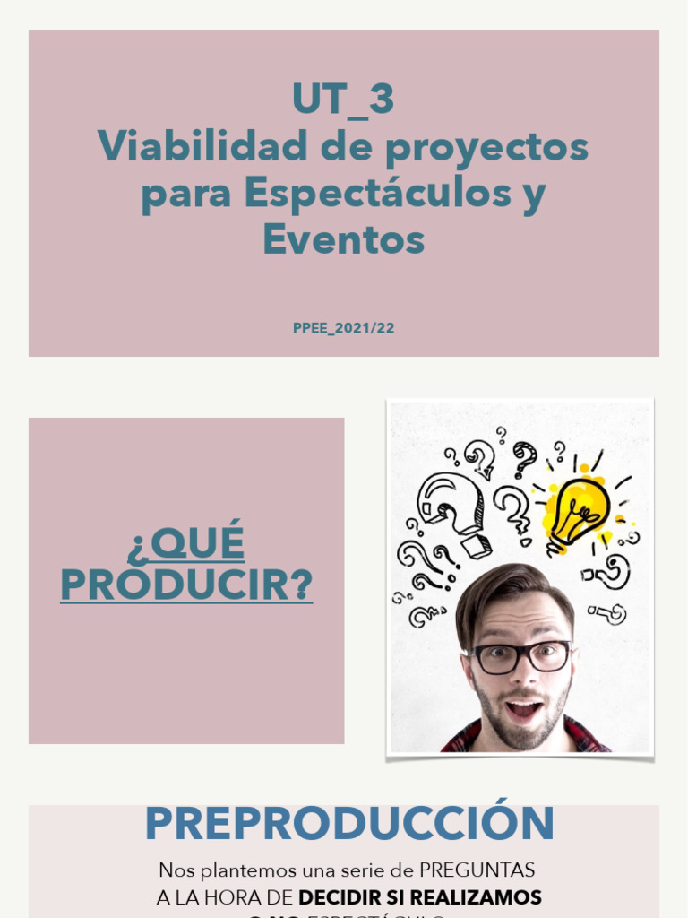 UT3 VIABILIDADdePROYECTOSEspectaculosyEventos DAFOAlumnado | PDF