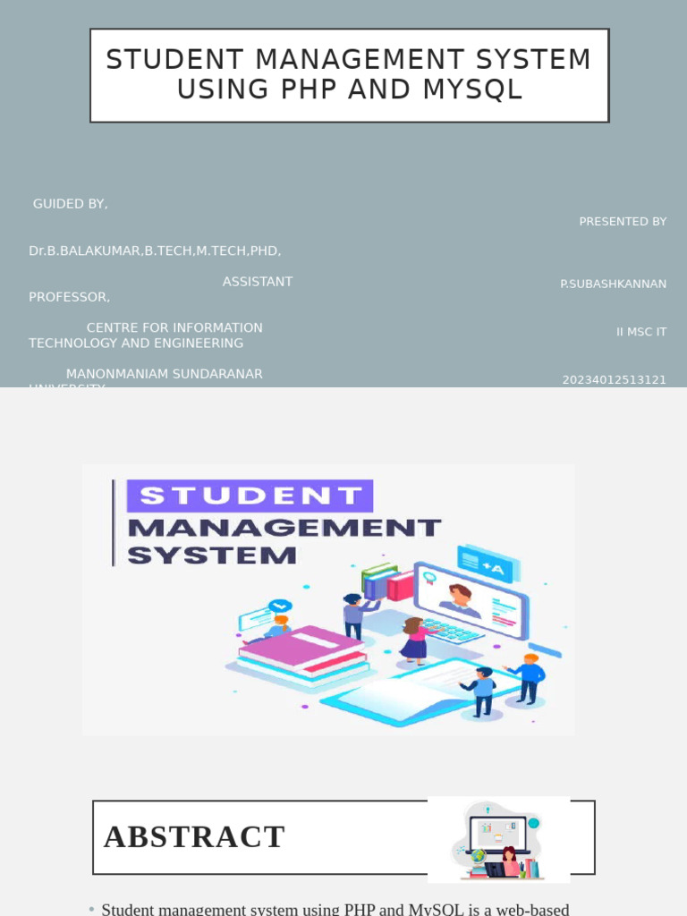 Student Management System Using PHP and Mysql: Guided By | PDF
