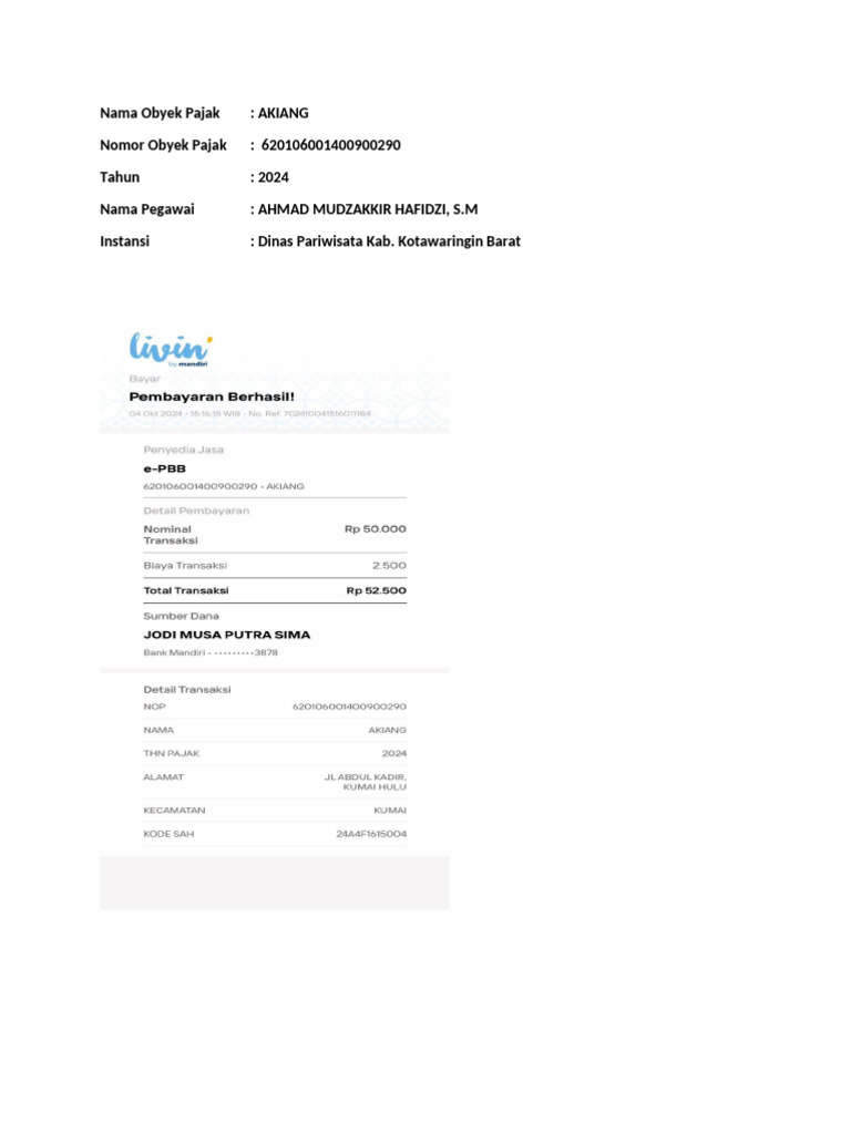 Format Bayar PBB | PDF