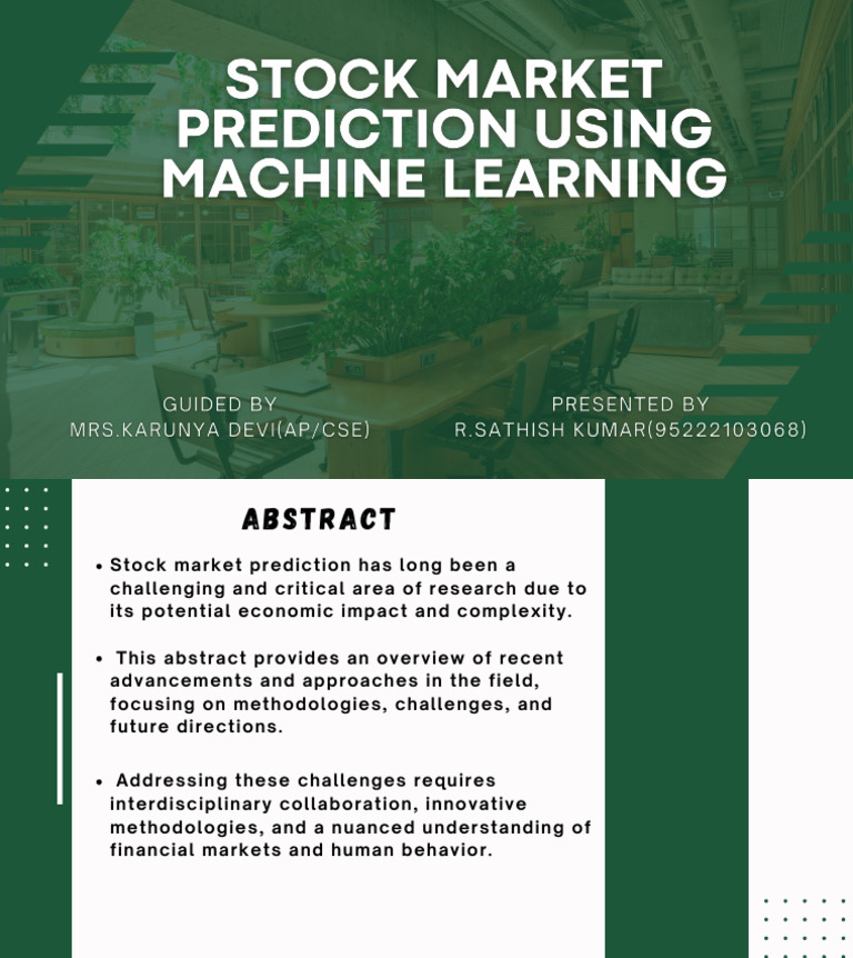 STOCK MARKET PREDICTION USING MACHINE LEARNING. 0 TH Review | PDF