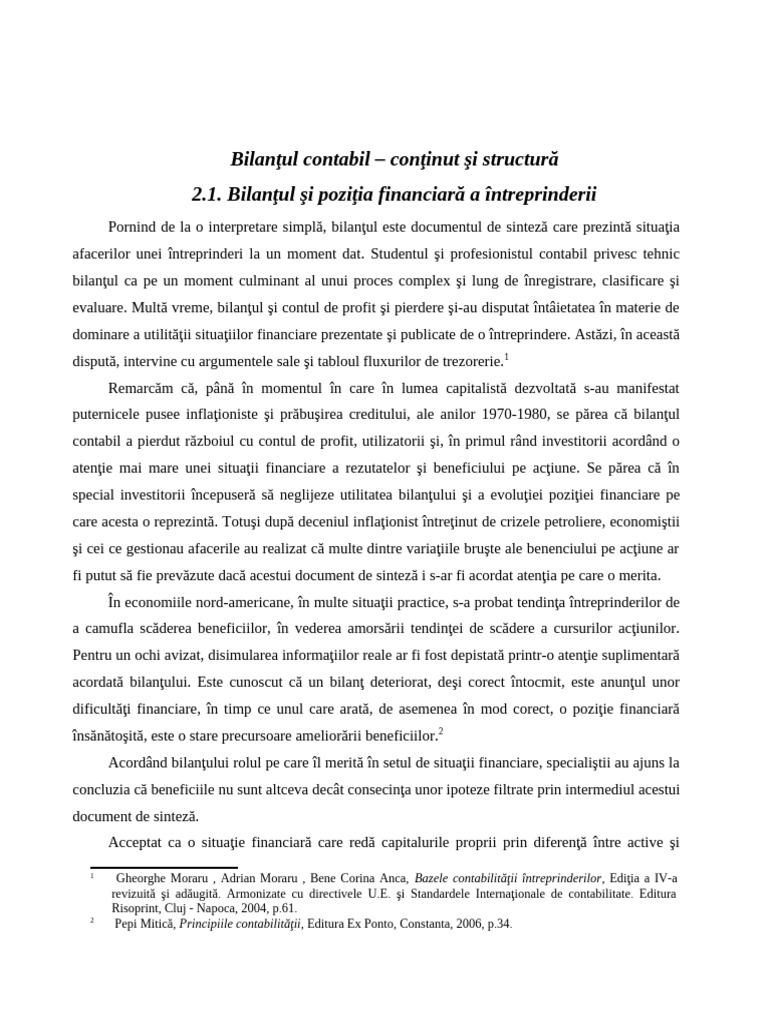 Bilanţul Contabil - Conţinut Şi Structură | PDF