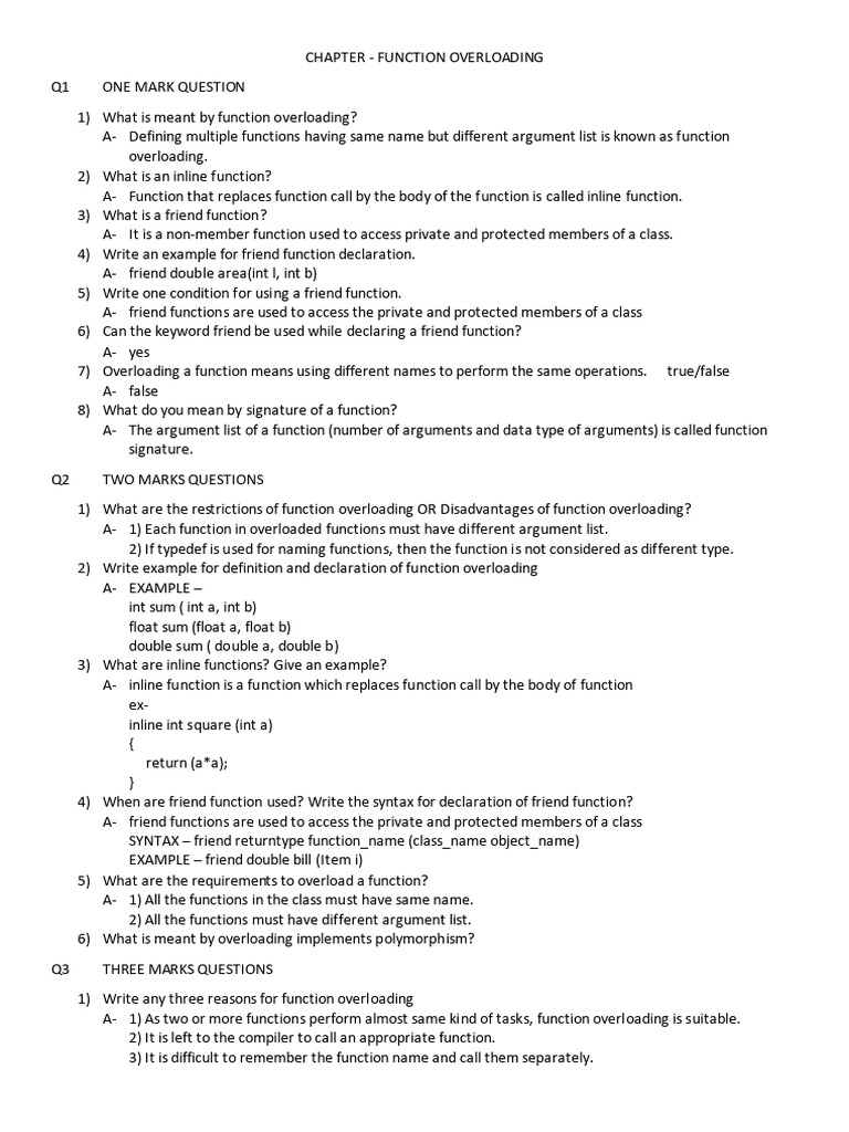 Chapter-Function Overloading | PDF
