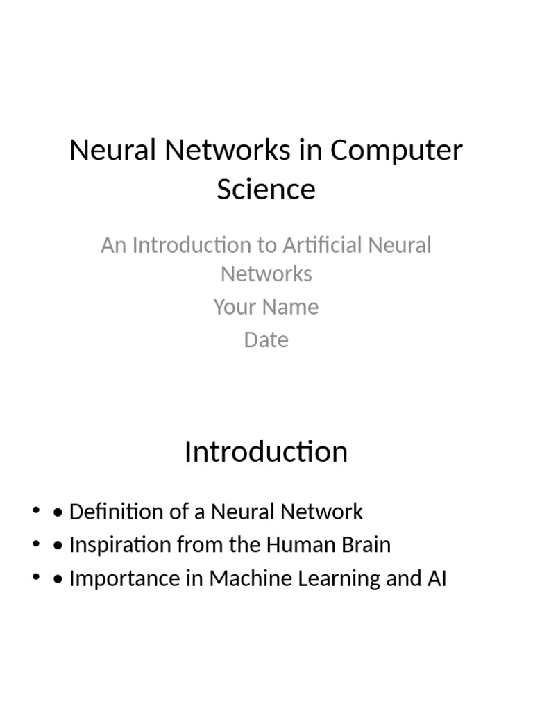Neural Networks in Computer Science Presentation | PDF