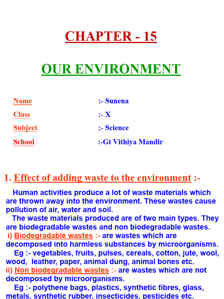 Our Environment | PDF