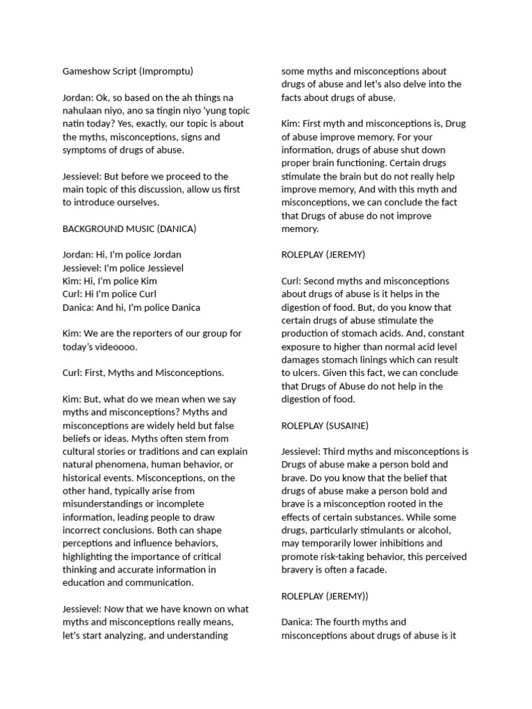 Mapeh - Script (With Jordan) | PDF