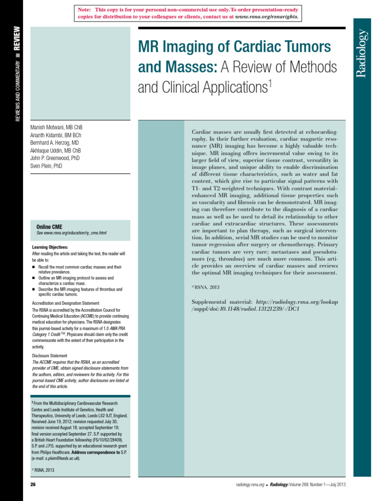 Cardiac Tumor Mri | PDF