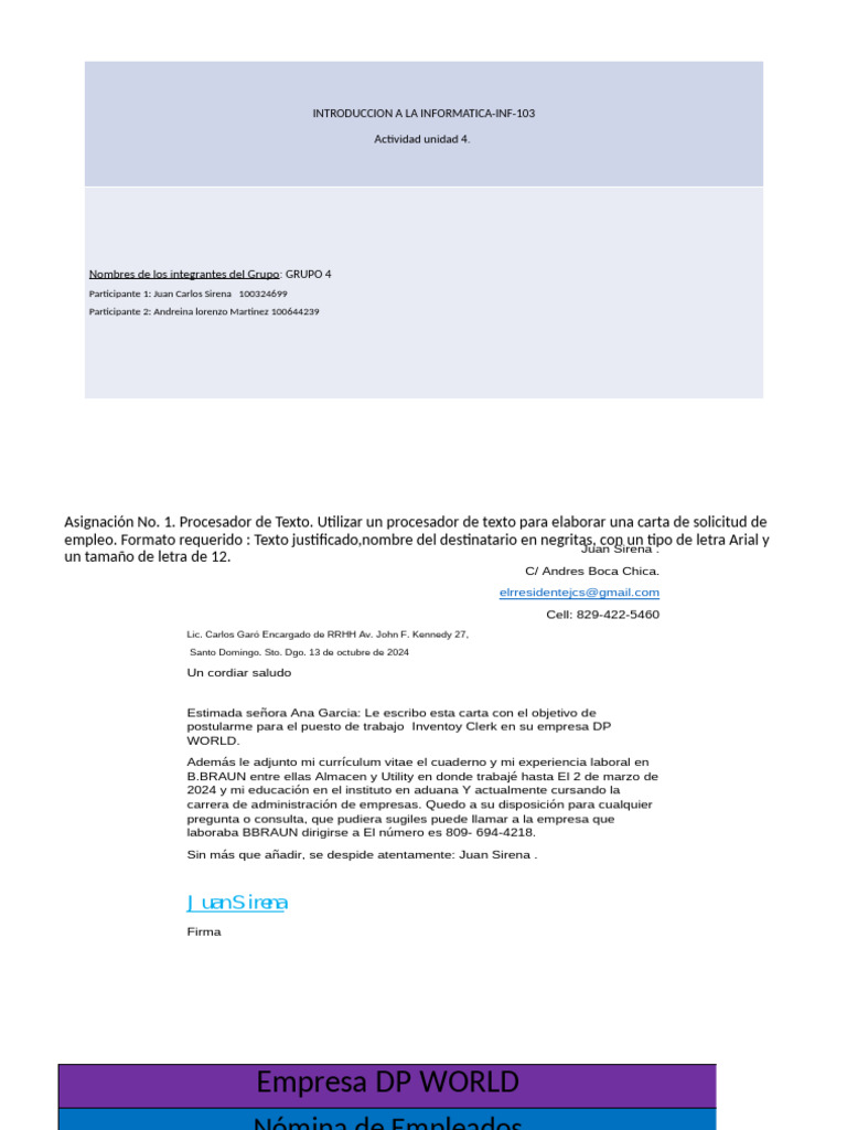 Introduccion A La Informatica-Inf-103 Actividad Unidad 4 | PDF