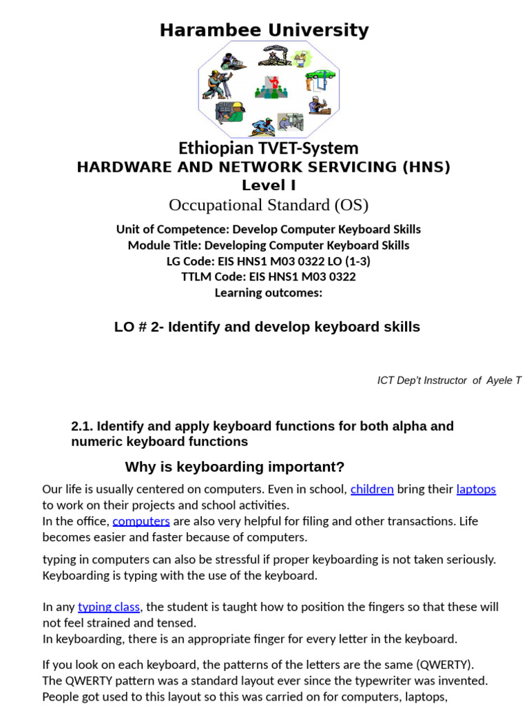 Developing Computer Keyboard Skills | PDF | Computer Keyboard | Office ...