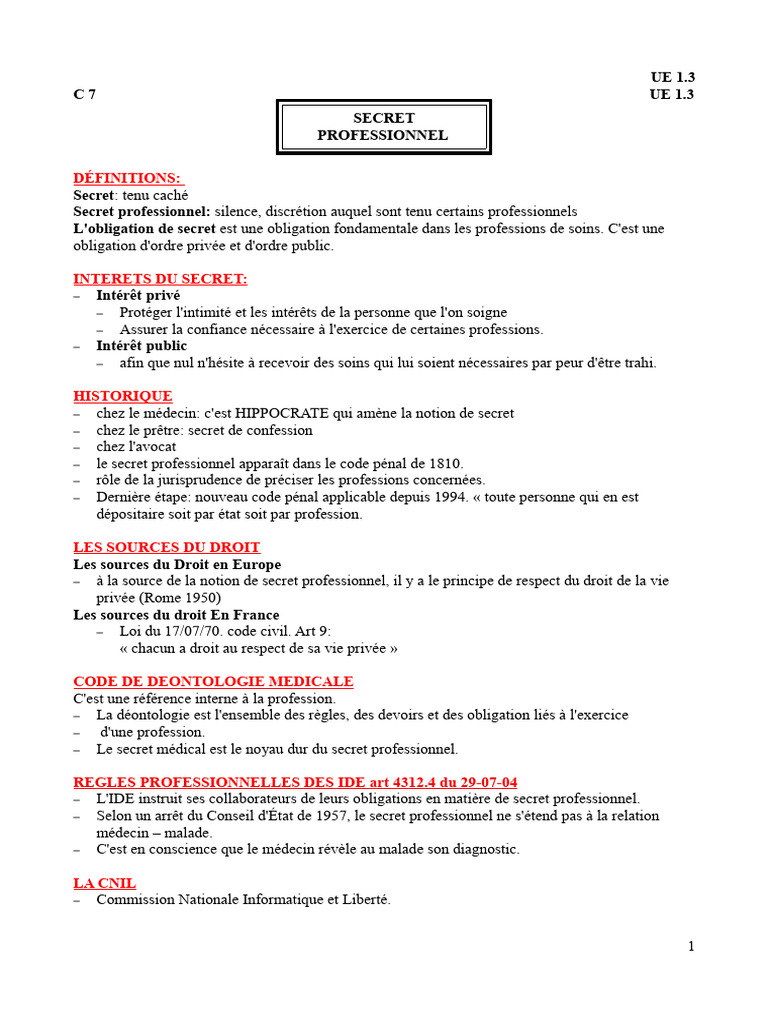 Secret Professionnel | PDF