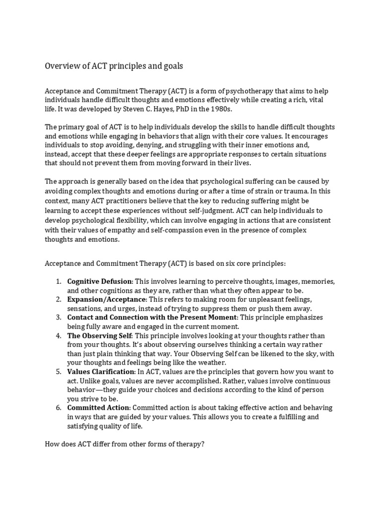 Overview of Act Principles and Goals | PDF