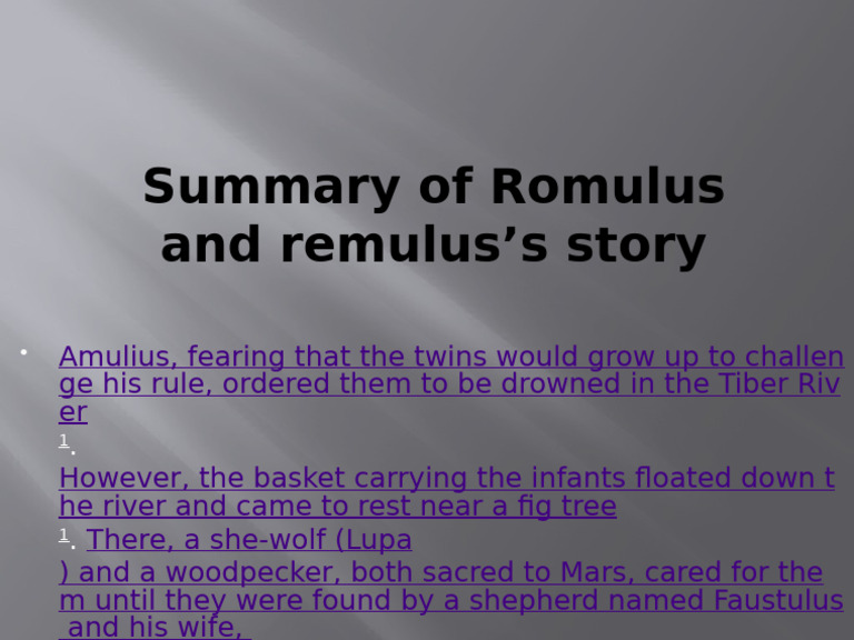 Summary of Romulus and Remulus’s Story | PDF