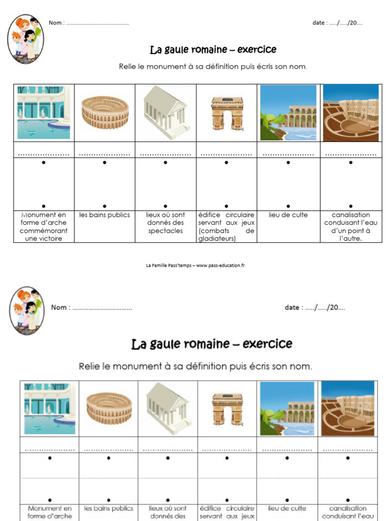 Monuments-gallo-romains-Ce2-Exercices | PDF