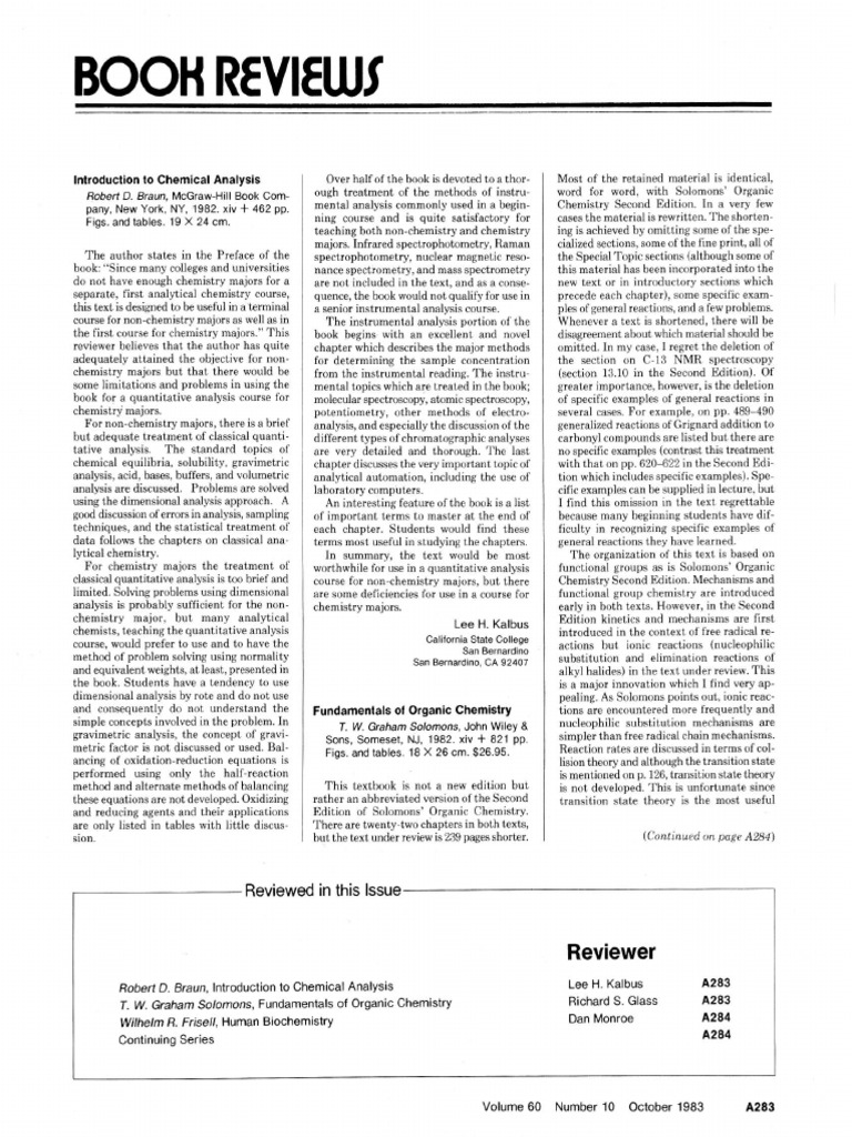 Kalbus 1983 Introduction To Chemical Analysis | PDF