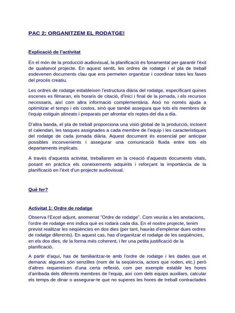 Pac 2_ Organitzem El Rodatge!_cat_recu | PDF