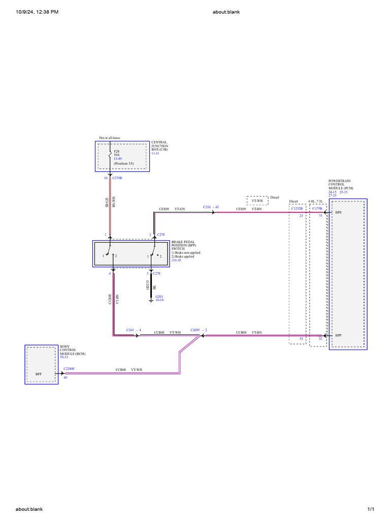 Brake Pedal Position Switch Wiring Diagram | PDF