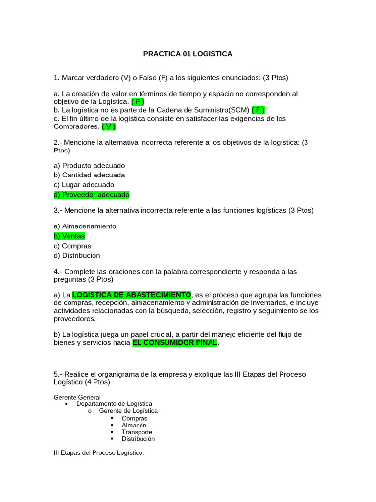 Practica 01 Logistica | PDF
