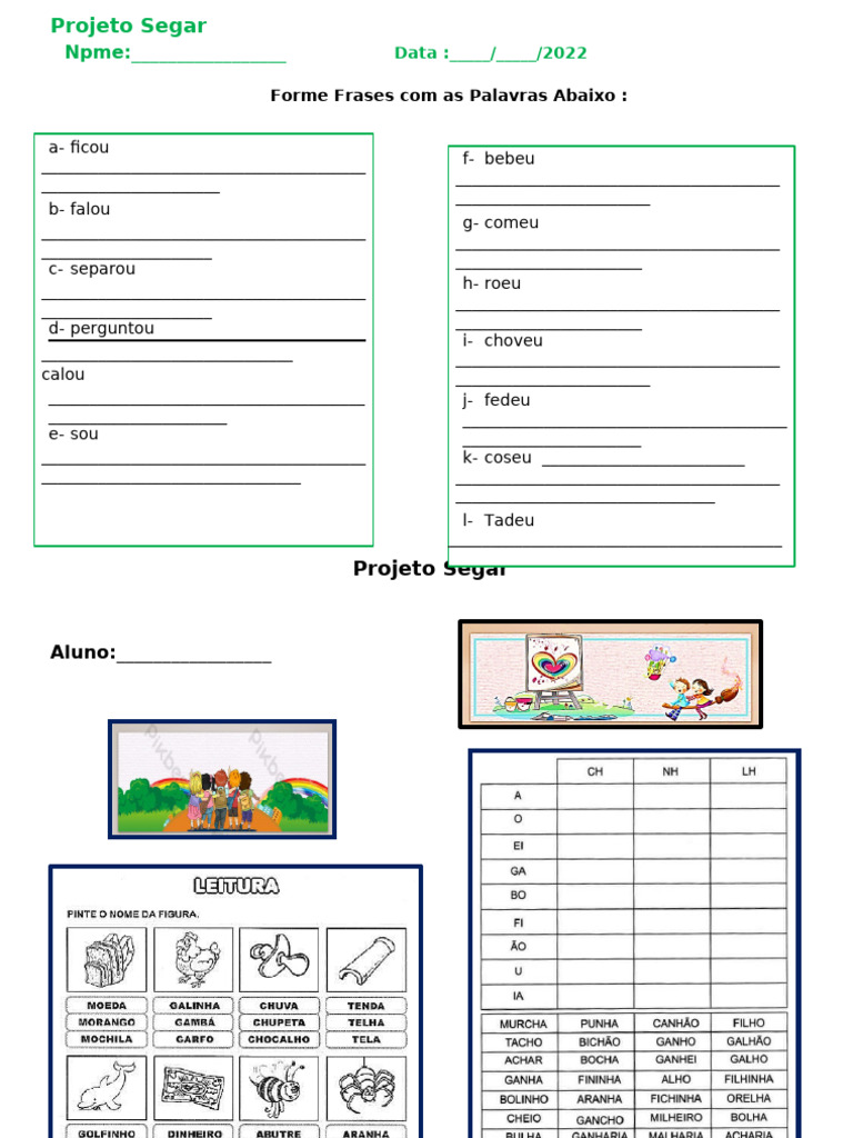 2022 - Forme Frases Com As Palvras | PDF
