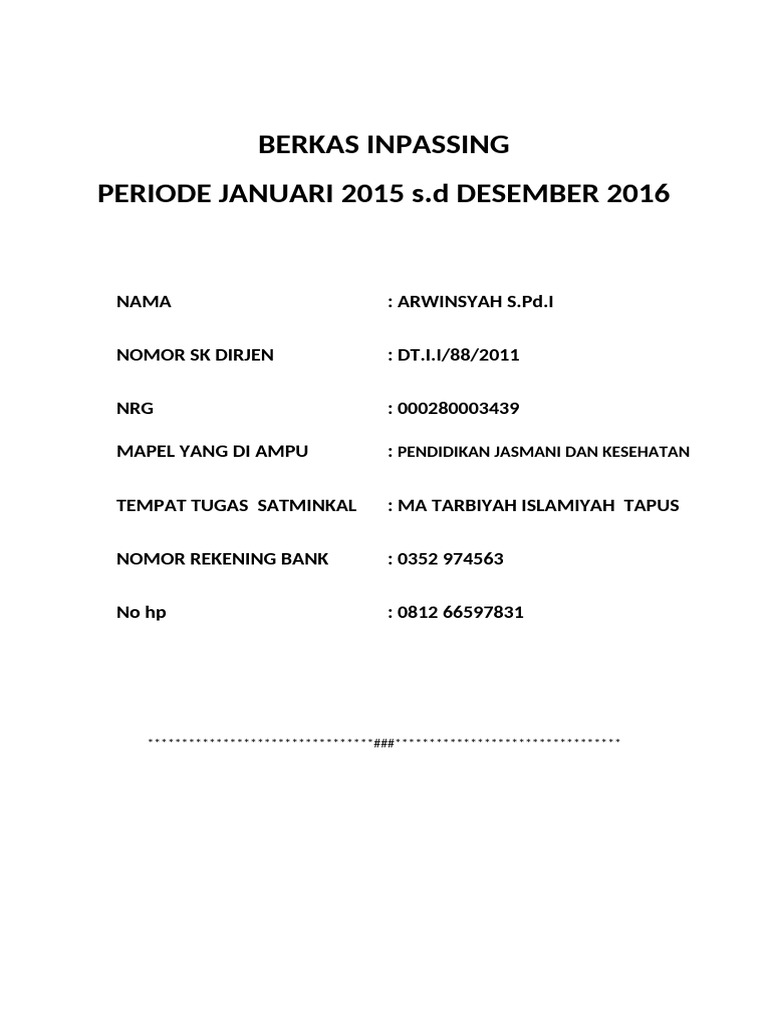 Berkas Inpassing | PDF