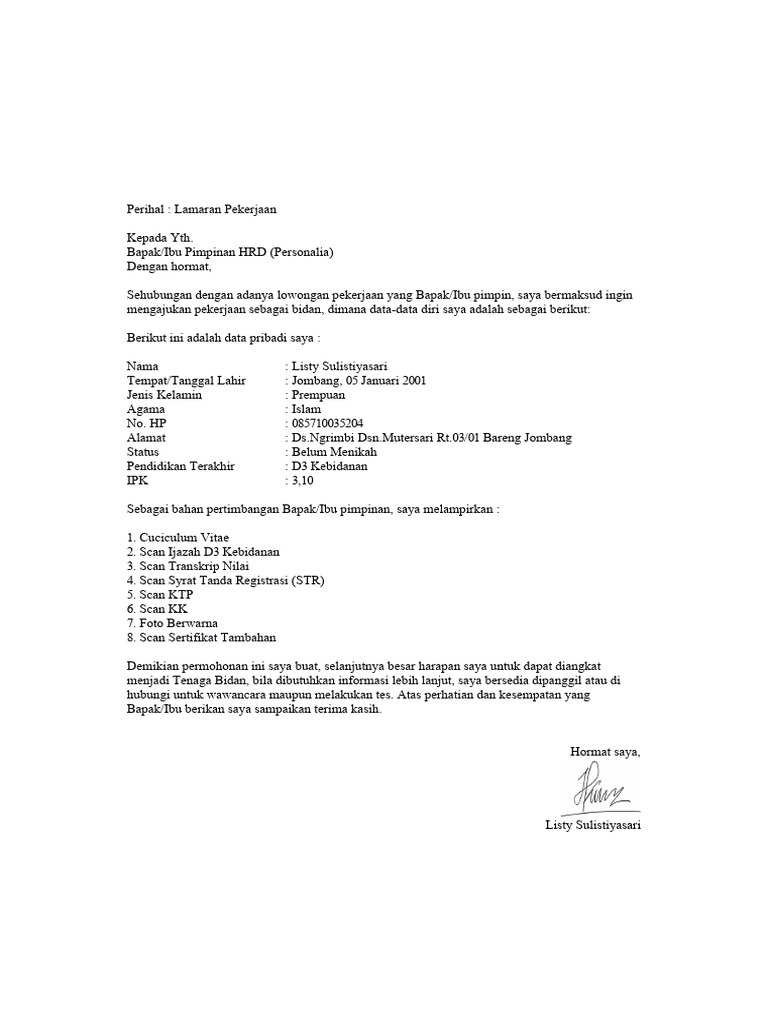 Buka Buka CV - Bidan - Listy S 2 | PDF