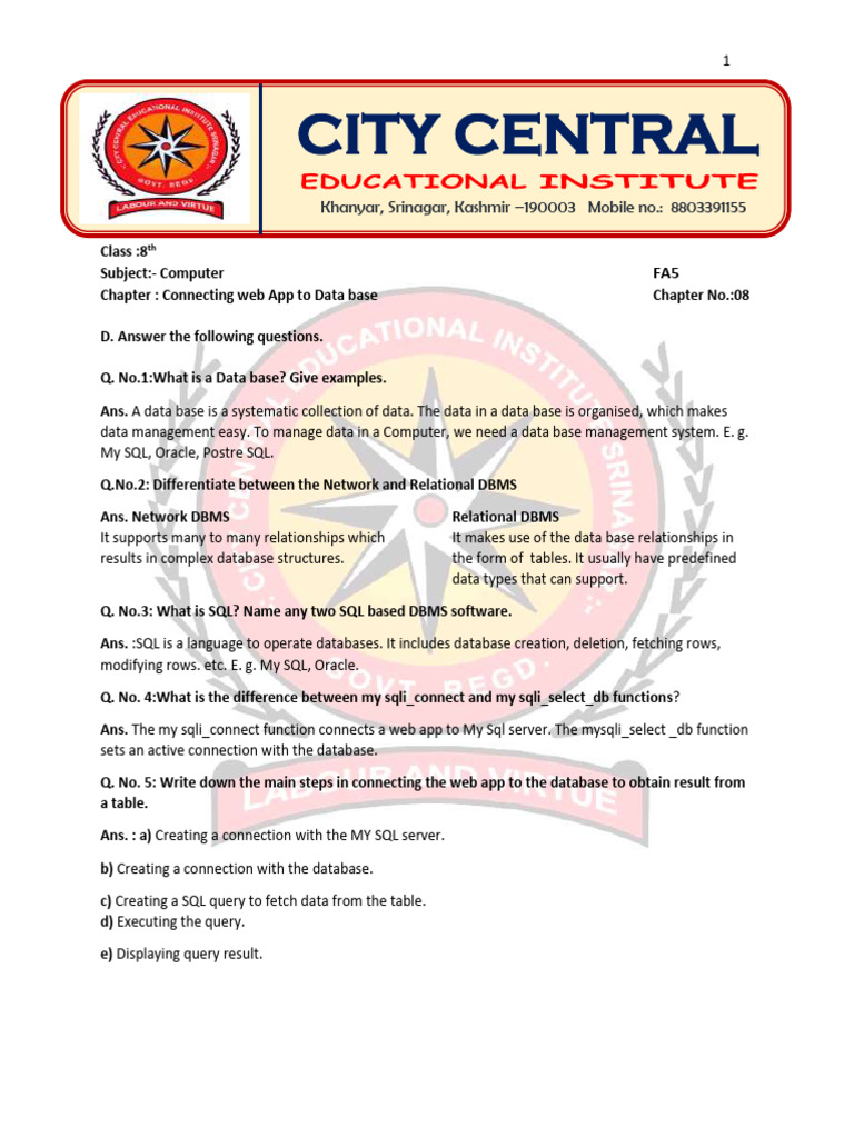 Class 8th FA5 Computer | PDF