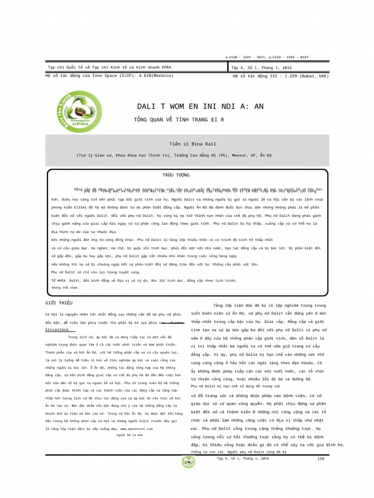 Dalit Women in India An Overview of Thei | PDF