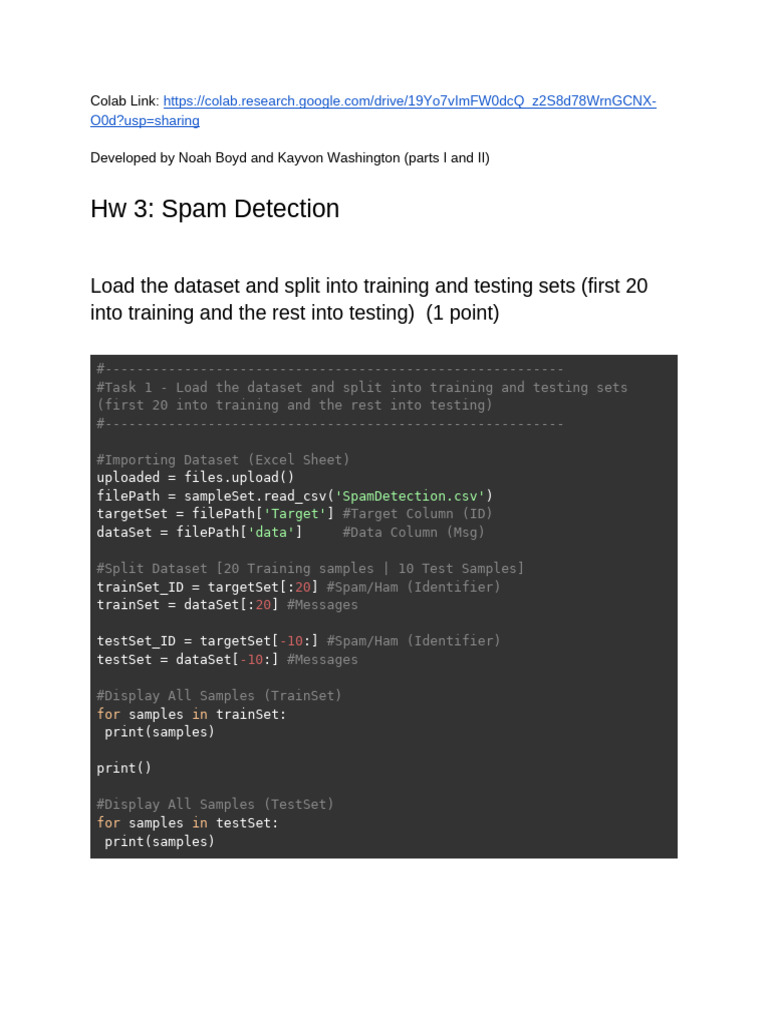 CS 471 HW 3 - Spam Detection | PDF | Applied Mathematics | Computers