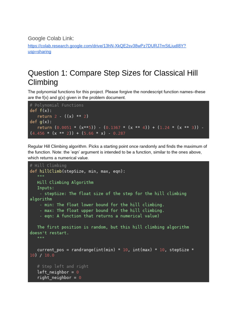CS 471 Hw2 - Hill Climbing | PDF | Function (Mathematics) | Numbers