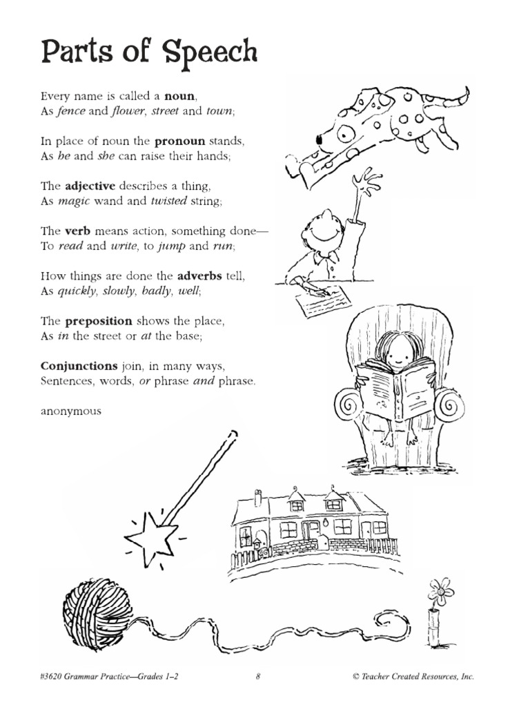 A Poem On Parts of Speech | PDF
