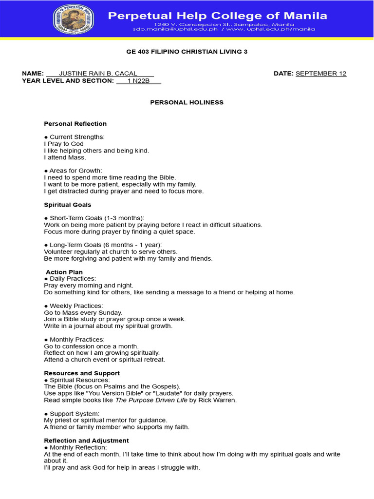 FCL3 Personal Holiness | PDF