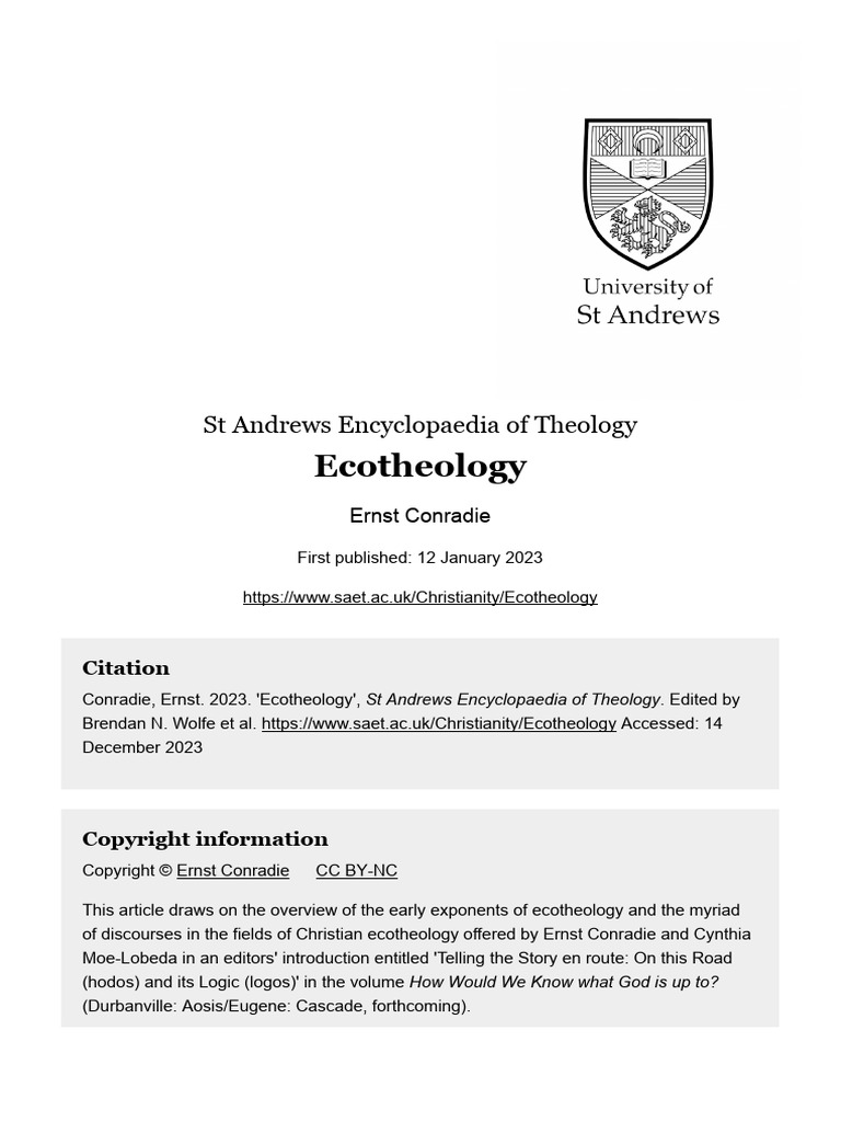 Eco Theology | PDF