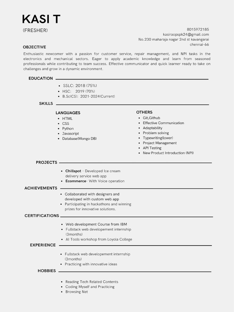 Kasi T Resume | PDF