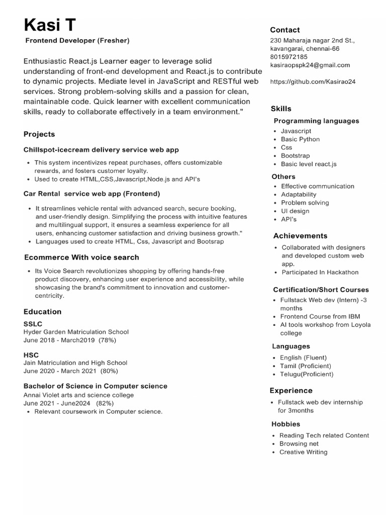 KasiT Resume | PDF