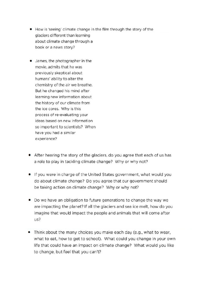 Chasing Ice Discussion Questions | PDF