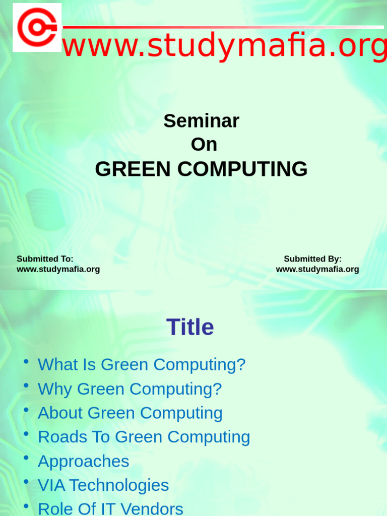 CSE Green Computing | PDF | Economy And The Environment | Technology & Engineering