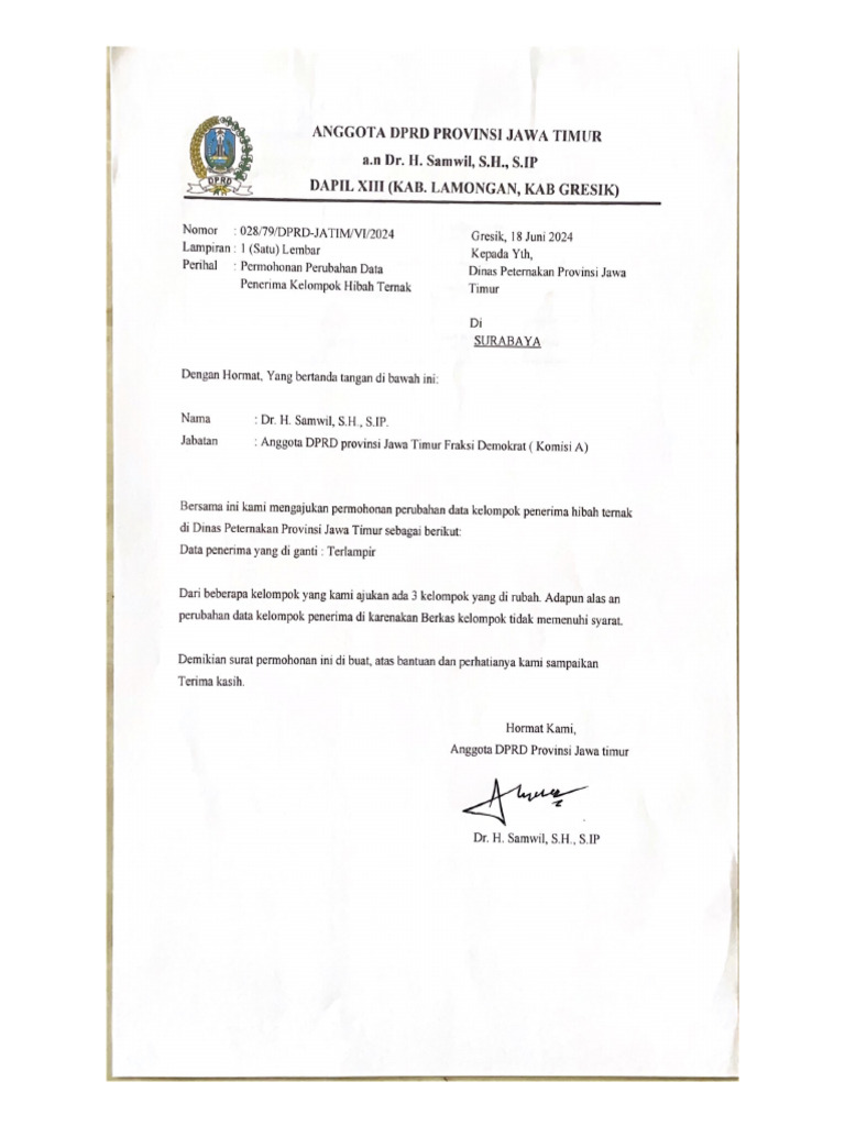 Surat Perubahan | PDF