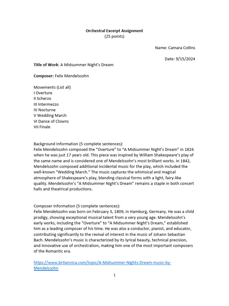 Excerpt Info Sheet (Midsummer) | PDF
