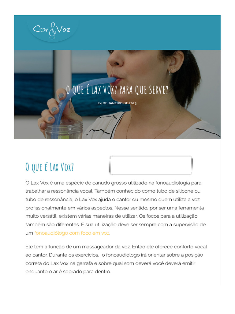 O Que É Lax Vox? para Que Ele Serve? | PDF | Canto | Voz humana