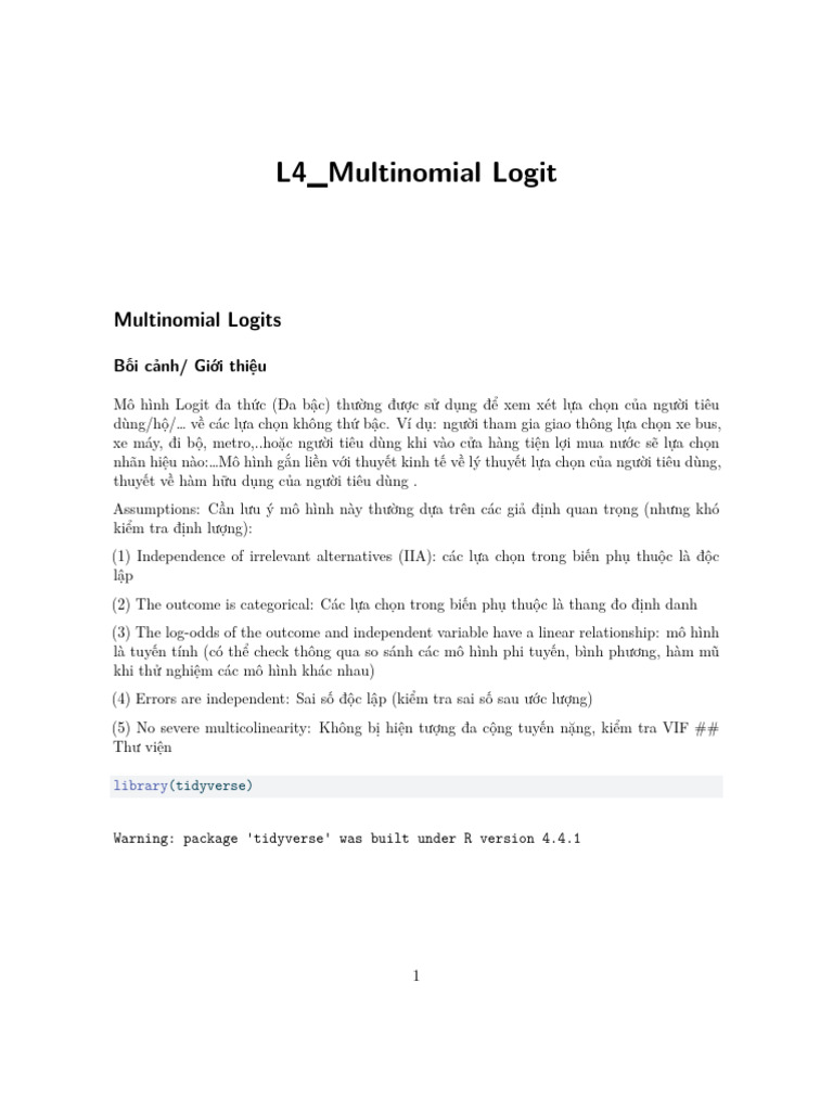 L4 - Multinomial Logit | PDF