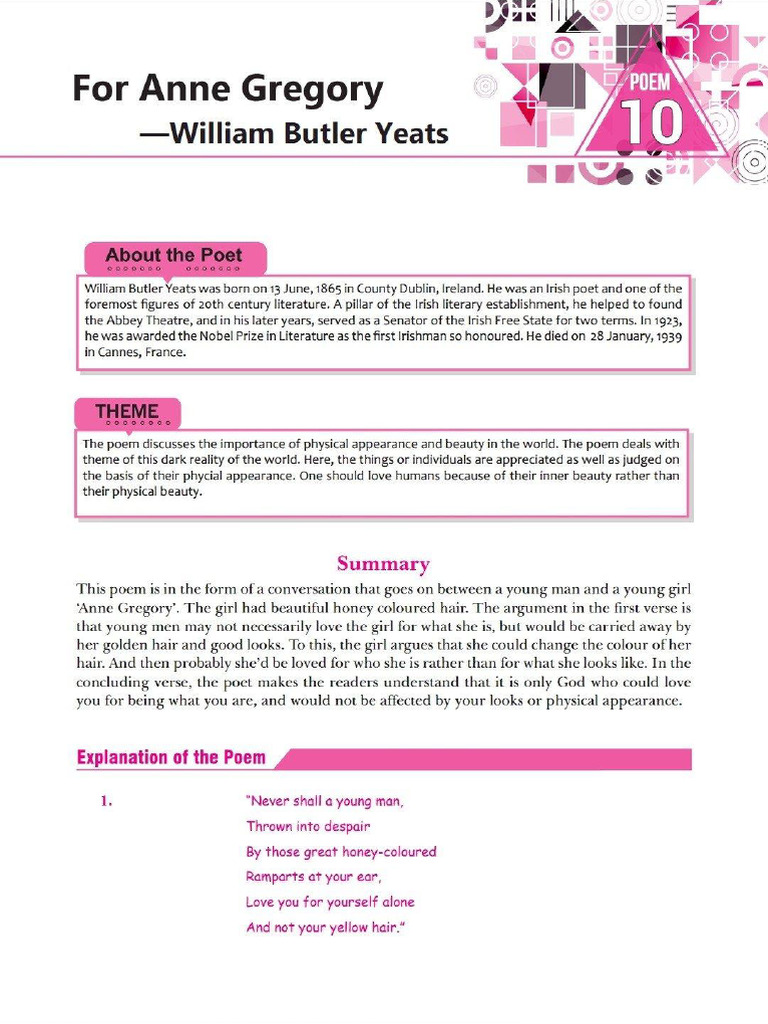 Poem 10 For Anne Gregory | PDF