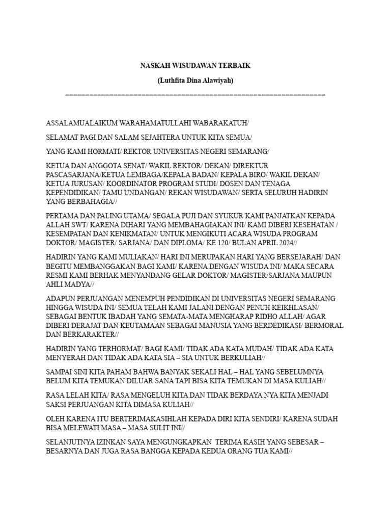 Luthfita Dina - Naskah Wisudawan Terbaik | PDF